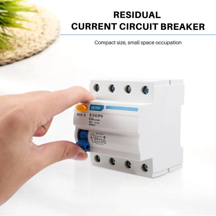 BL1E-63 3P+N 63A RCCB Residual Current Circuit Breaker 400V 30MA Electric Leakage Protection ...