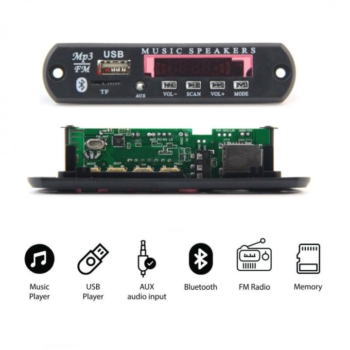 Bluetooth Mp3 Kit Modul AUX Fm Ridio Papan Dekoder Pemutar MP3 Mobil ...