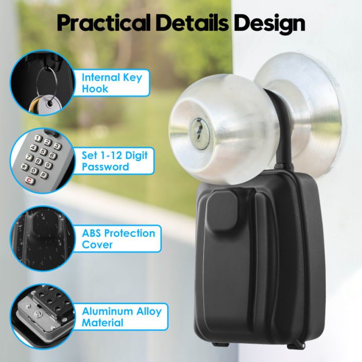 Large Outdoor Wall Mounted Key Safe Lock Box with Weatherproof Cover ...