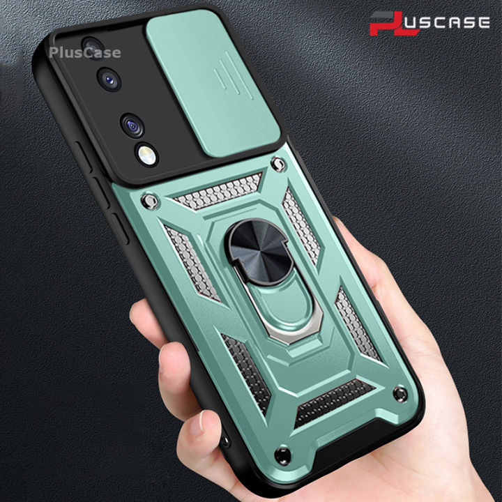 PlusCase for Honor 70 5G Armor-Level Case Stand Slide Lens Cover ...