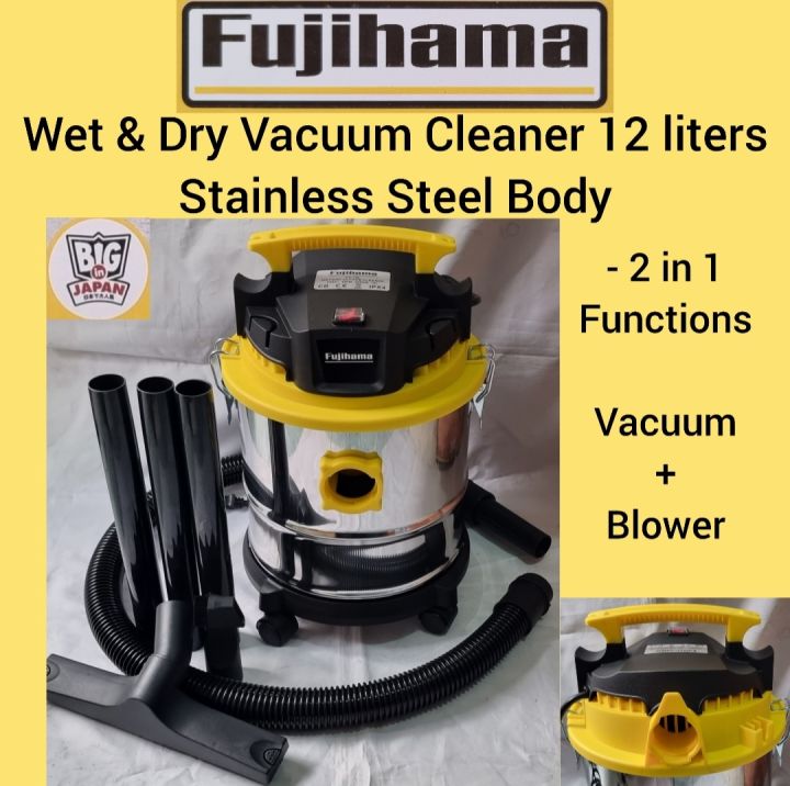 FUJIHAMA Wet and Dry Electric Vacuum Cleaner 12 liters STAINLESS STEEL ...
