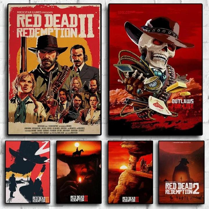 โปสเตอร์ตัวละครเกม Red Dead Redemption ภาพพิมพ์สำหรับห้องนั่งเล่น ศิลปะ ...