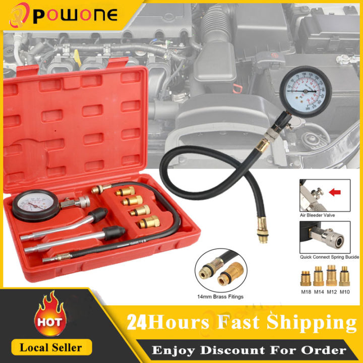 Petrol Engine Compression Gauge with M10 M12 M14 M18 Adapter 0-300 PSI ...