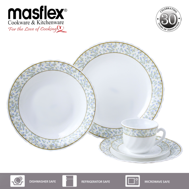 Masflex 10 piece Opal Dinner Set in Goldline Design Made of Tempered ...