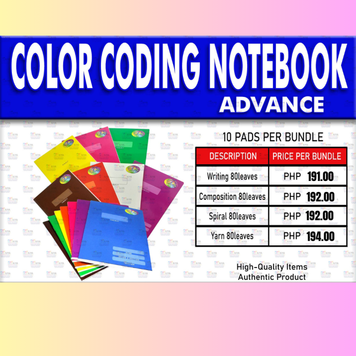 ADVANCE COLOR CODING- 10 PADS PER BUNDLE (ASSORTED COLOR) | Lazada PH