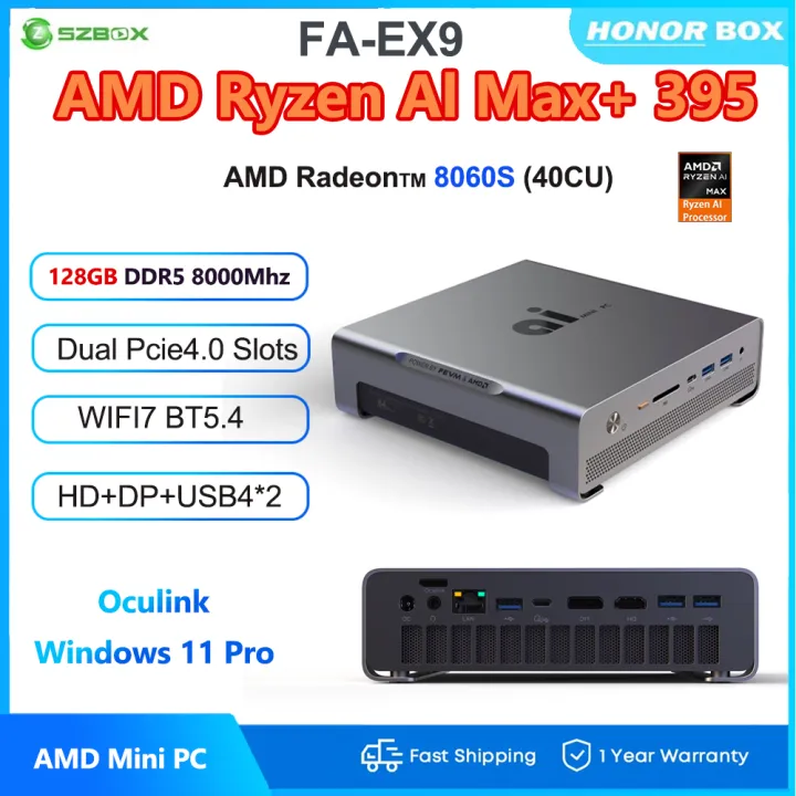 FEVM FAEX9 Mini PC AMD Ryzen Al Max 395+ 128GB LPDDR5X 8000MHz (16GBx8 ...