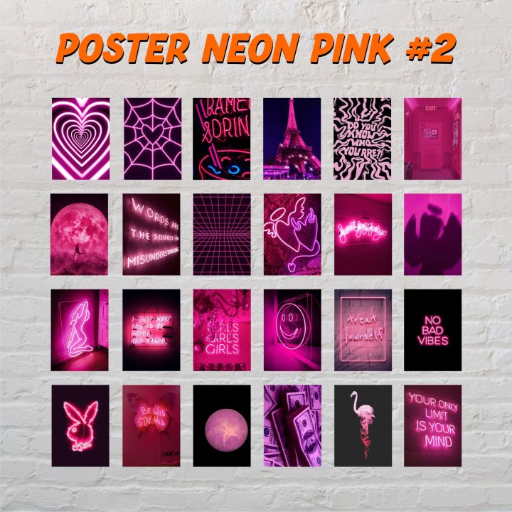(isi 24) POSTER NEON PINK #2 | Lazada Indonesia