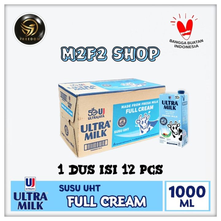 Susu Ultra Milk Kotak UHT Rasa Full Cream | Plain - 1000 ml | 1 liter ...
