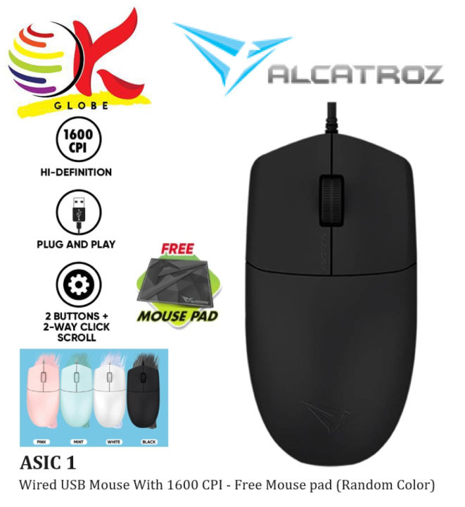 ALCATROZ ASIC ONE WIRED MOUSE 1600 CPI / 3 BUTTON OPTICAL WITH HIGH ...