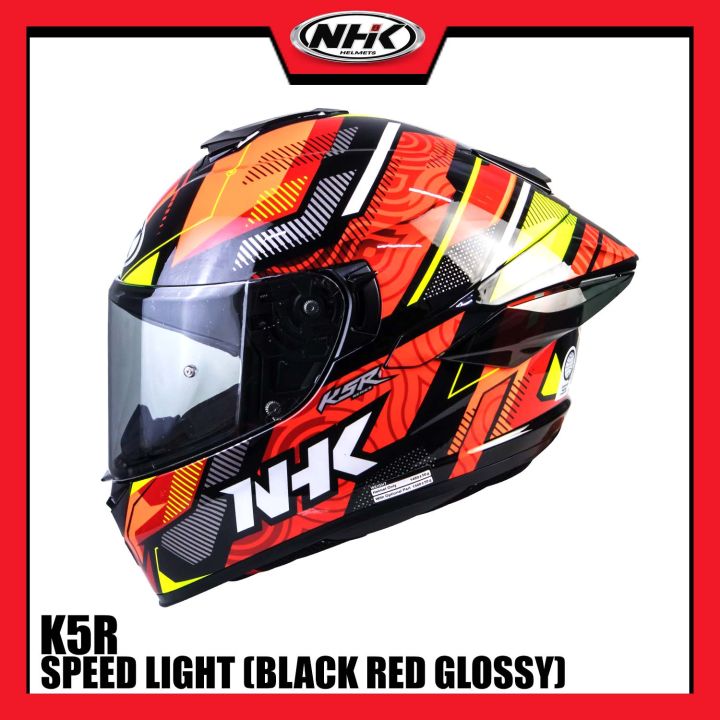 NHK Helmets K5R - Speed Light Black Red Glossy Full Face Dual Visor Helmet | NHK Helmets | Lazada PH
