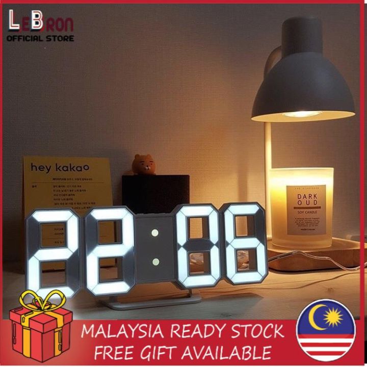 LEBRON READY STOCK Digital Alarm Clocks 3D LED Wall Clocks Hanging ...