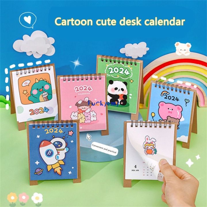 Mini Desktop Calendar 2024 Yearly Agenda Organizer Calendar Dual Daily ...