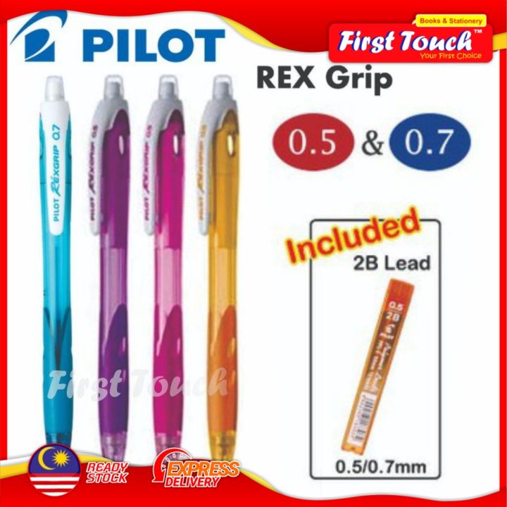 PILOT REXGRIP Mechanical Pencil (0.5mm / 0.7mm) with 1 Free Pilot 2B ...