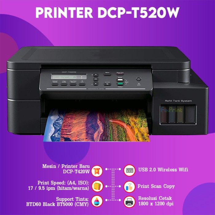 DISKON BROTHER DCP-T720DW Printer Ink Tank Multifunction T720 WiFi ...