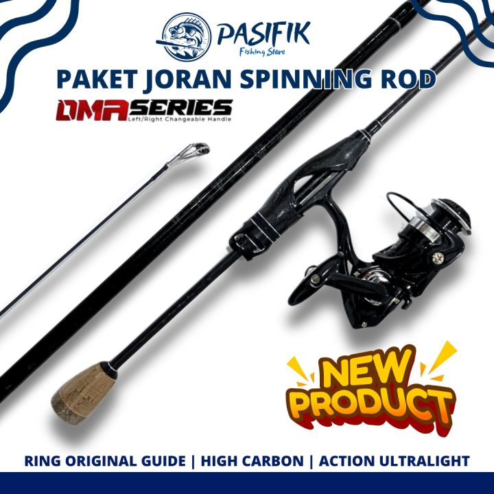 1 Set Paket Alat Pancing Joran Spinning Fishing Rod Carbon Solid Action ...