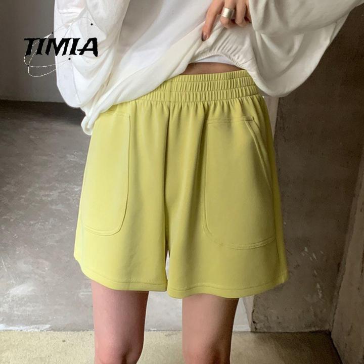 TIMIA ใส่สบาย ลำลอง สาว ขากว้าง สีทึบ ผู้หญิง กางเกงบ็อกเซอร์ กางเกงผู้หญิง กางเกงขาสั้นกีฬา ...