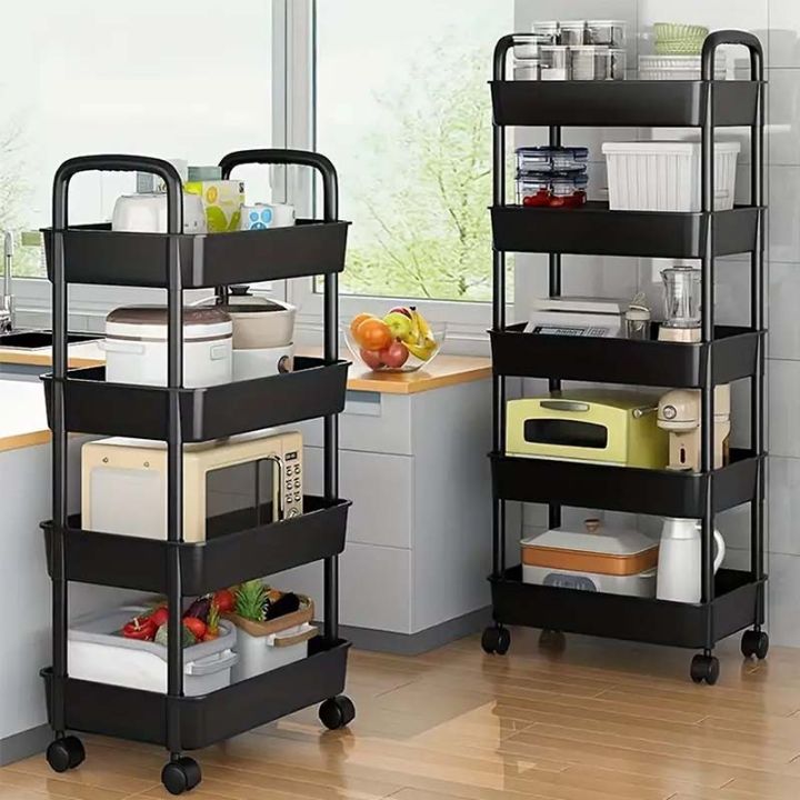 3/4/5 Tiers Multipurpose Moving Trolley Cart Organizer Home Living Room ...