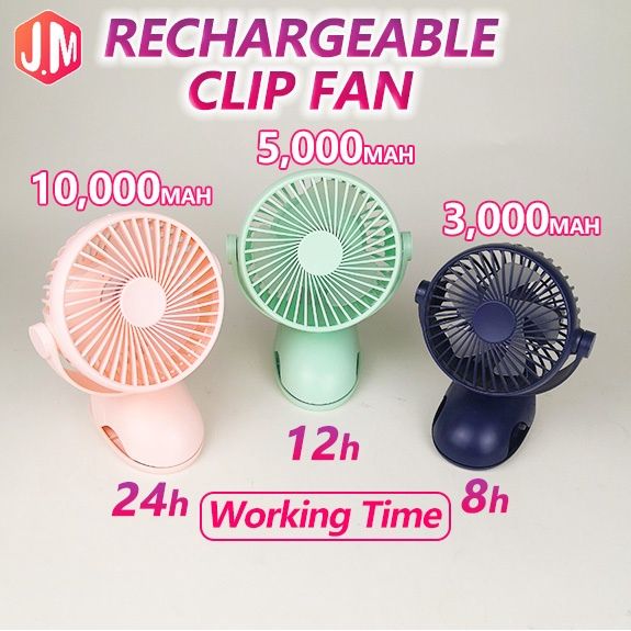 ♢Clip Fan 10000mah Clip Rechargeable Fan Desk Portable Fan Mini ...