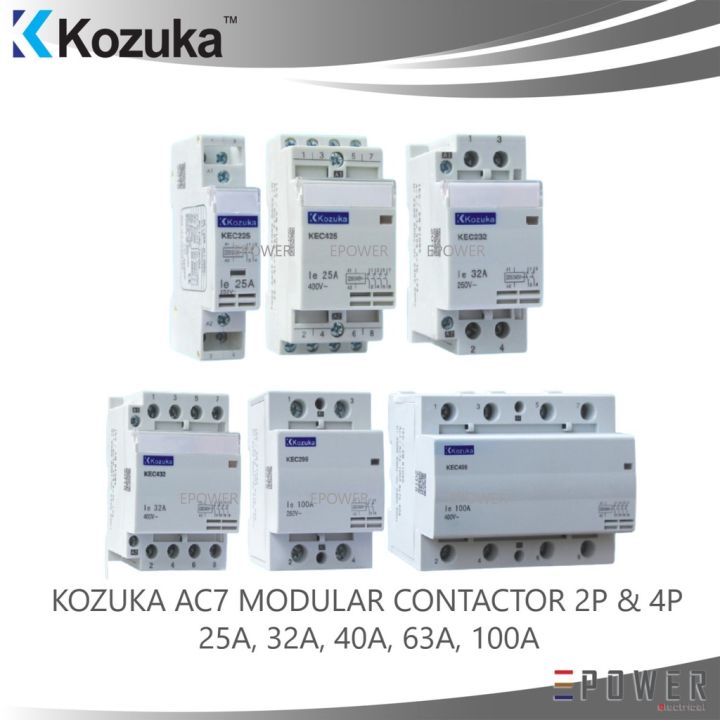 KOZUKA AC7 MODULAR CONTACTOR 2P & 4P 25A, 32A, 40A, 63A | Lazada