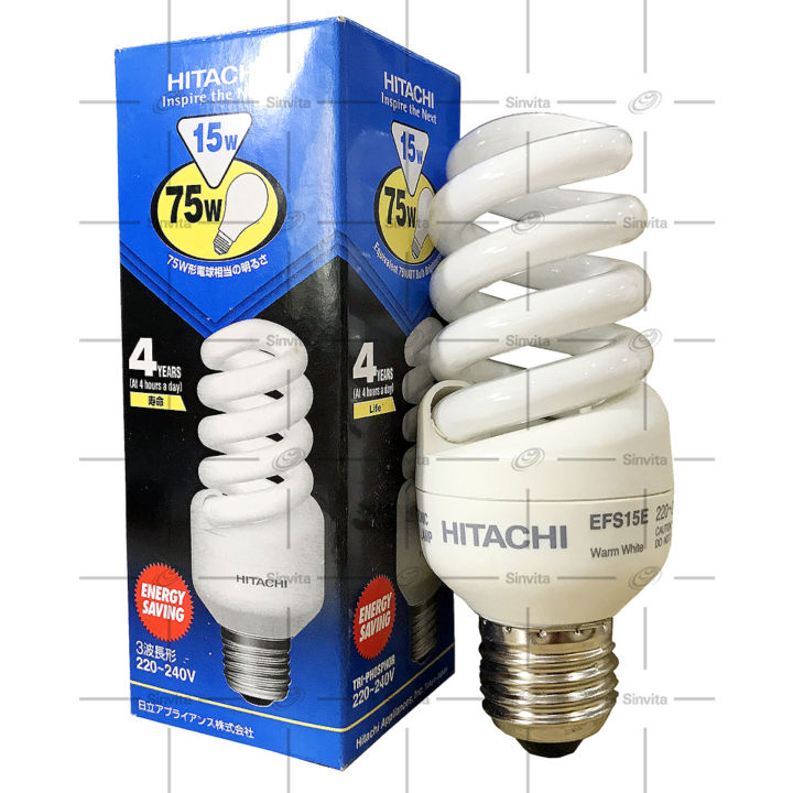 HITACHI EFS15/D 15W E27 SPIRAL PLCE BULB (DAYLIGHT) x 20unit | Lazada