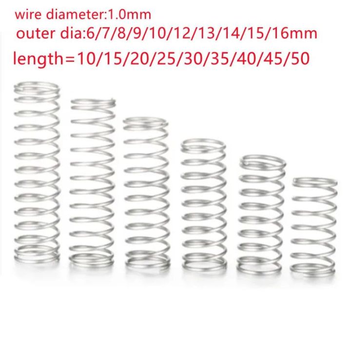 10pcs/lot 1.0mm Stainless Steel Micro Small Compression spring OD 6 ...
