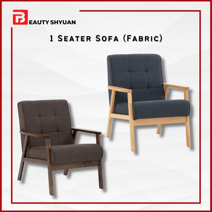 HIACE Solid Wood Sofa 1 Seater Sofa Murah Wooden Sofa Single Sofa ...