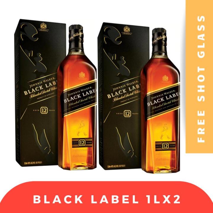 Johnnie Walker Black Label 1Liter, Set of 2, FREE Shot Glass | Lazada PH