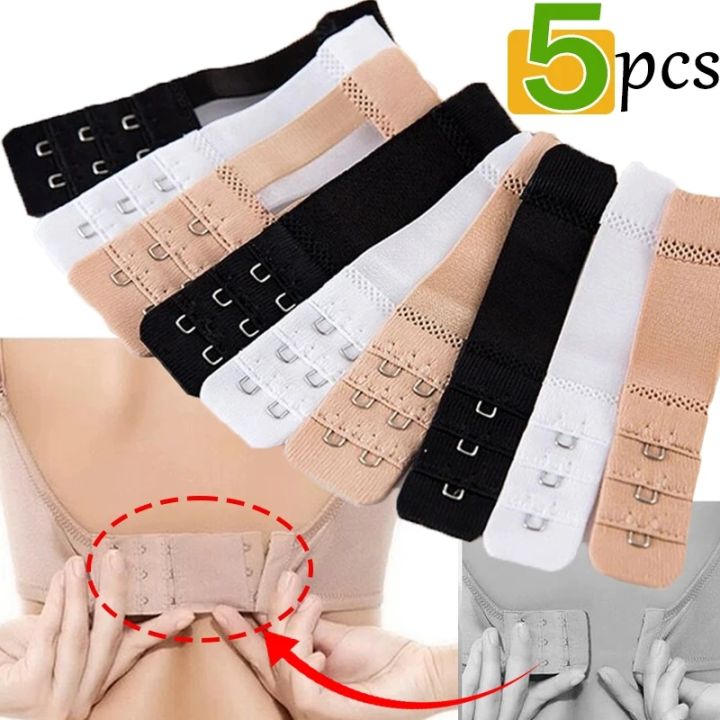 5Pcs Bra Extension Strap 3Rows 2/3Hooks Adjustable Belt Buckle Nylon ...