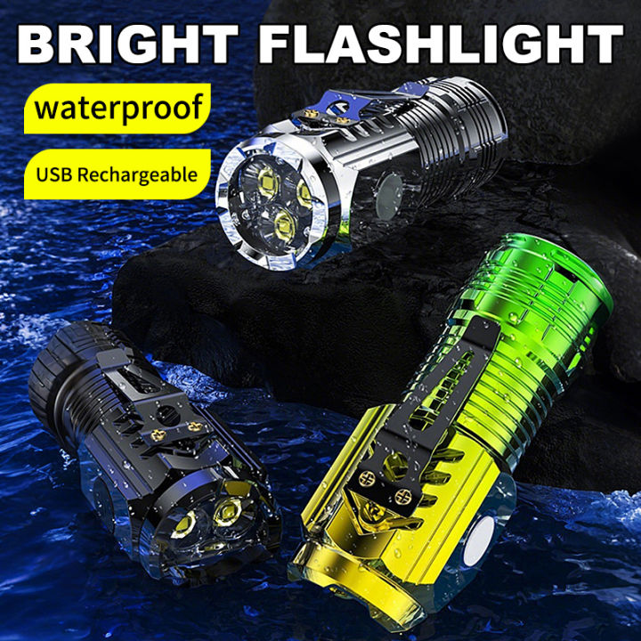Led Flashlight Rechargeable Waterproof flashlights super light Heavy ...