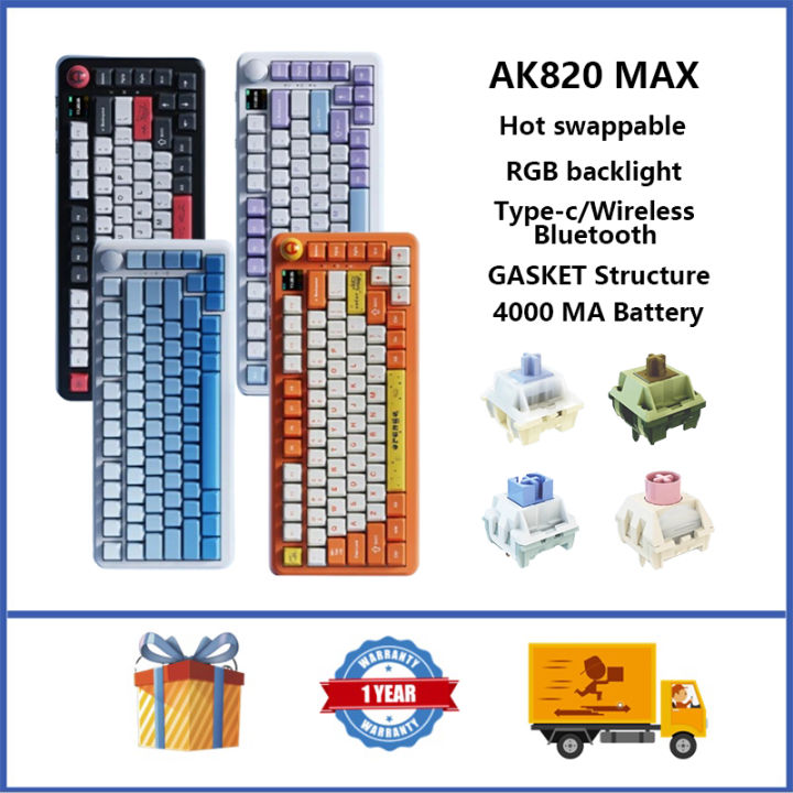 AJAZZ Ak820 MXA Wireless Mechanical Keyboard 75% GASKET Structure Hot ...