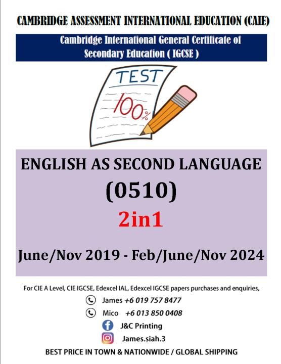 Cambridge Igcse English As Second Language 0510 Paper 1 2 3 Past Year