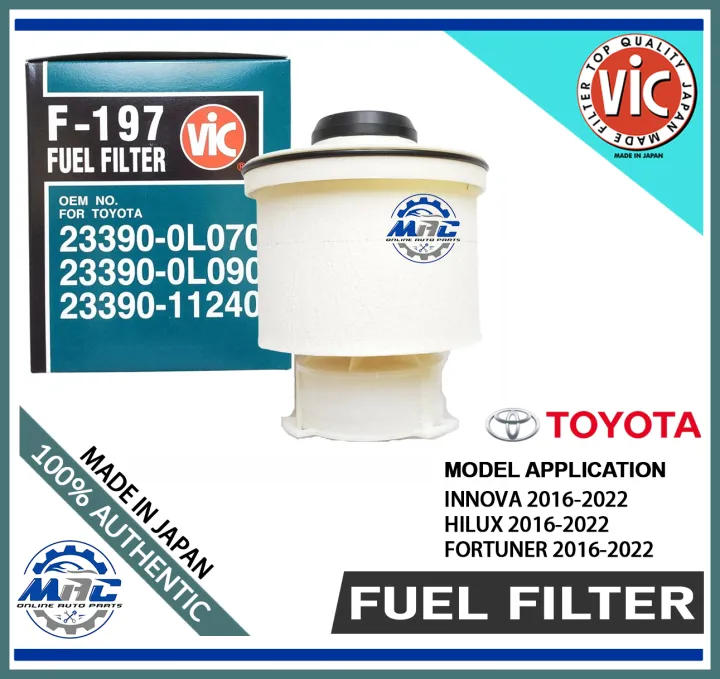 VIC F-197 Fuel Filter for Toyota Innova, Hilux, Fortuner 2016-2022 ...
