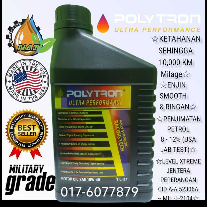 Polytron Original Fully Synthetic SAE 10W-40 Motor Oil 1 Liter ...