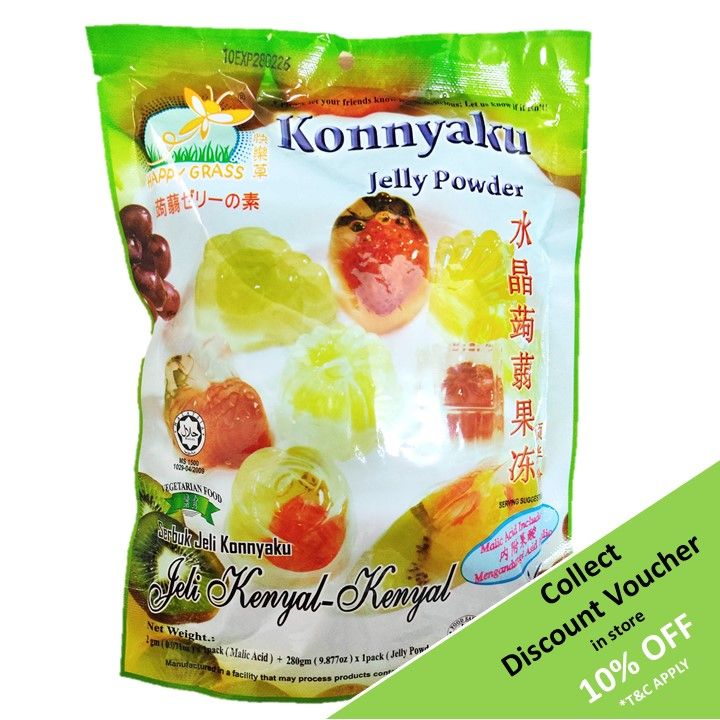 (NEW STOCK EXP 2026) (HALAL) Happy Grass Vegetarian Konnyaku Jelly Powder (Serbuk Jeli Kenyal ...