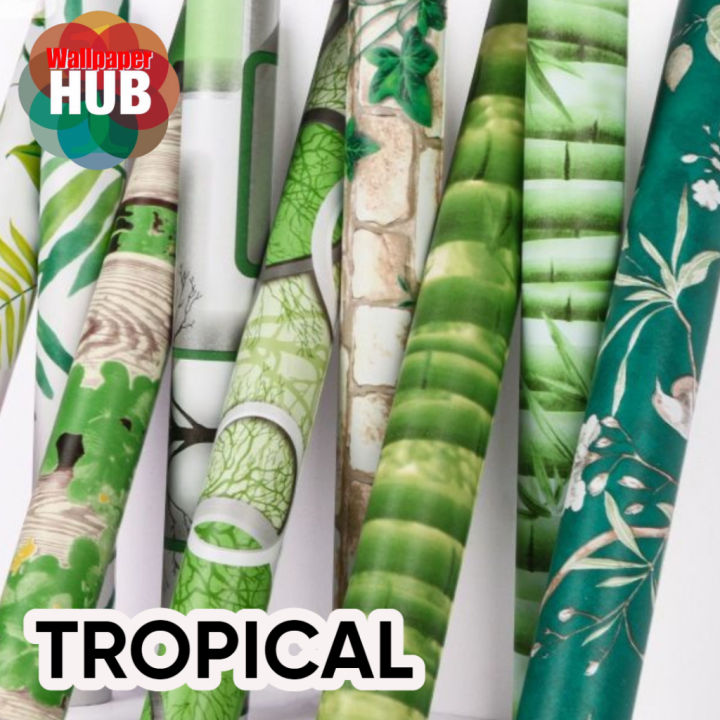 HUB Wallpaper Tropical Design PVC Waterproof Self Adhesive Wall Sticker ...