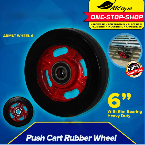 Original HEAVY DUTY PUSH CART STEEL BODY RUBBER WHEEL 6 INCH | Lazada PH