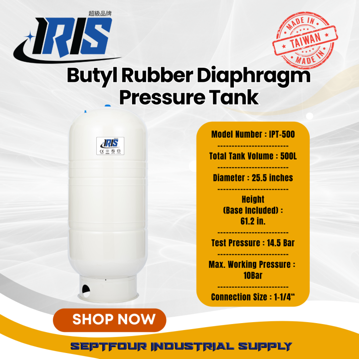 IRIS 500L PREMIUM VERTICAL TANK Made from Butyl Rubber Diaphragm ...