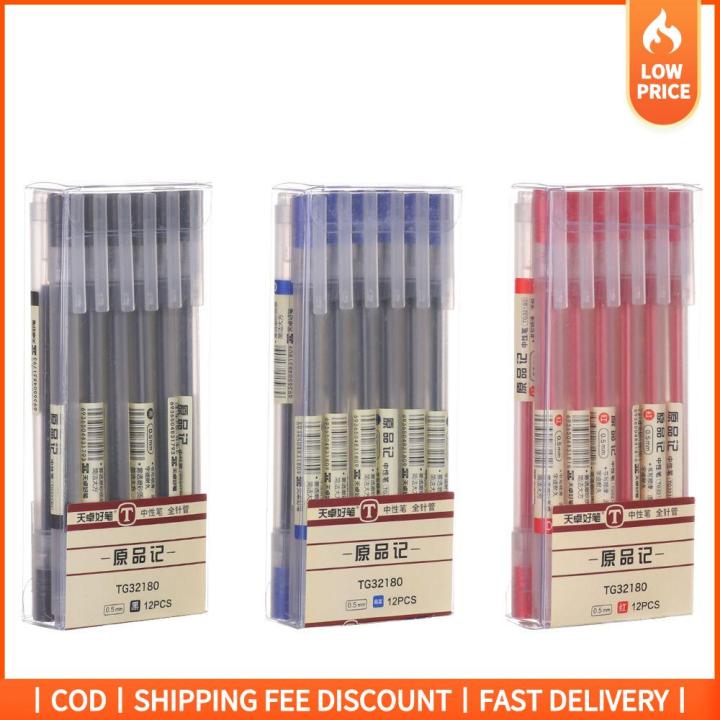 12Pcs/Set Black Red Ink Smooth Gel Pens Maker Pen MUJI Style Writing ...