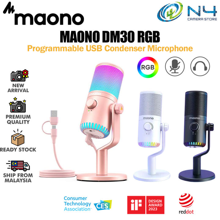 MAONO DM30RGB USB Gaming USB Microphone with Software Programmable RGB ...