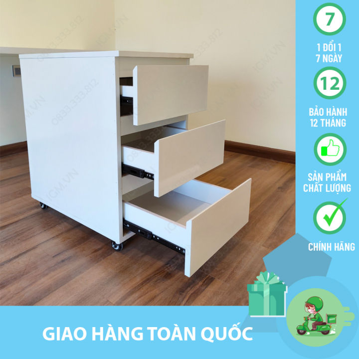 Tủ IKEA IGM 3 Ngăn Bằng Gỗ MDF Thiết Kế Bánh Xe Di Chuyển Phong Cách ...