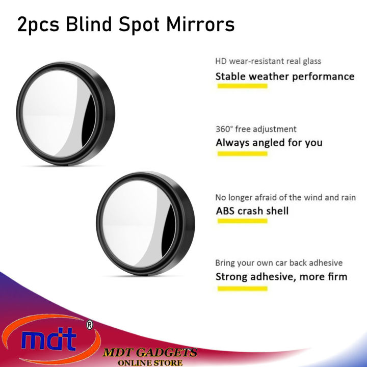 2PCS of Automotive Reversing Small Round Mirror 360 Degree Wide-angle ...