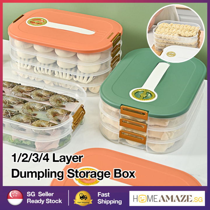 [SG ready stock]1/2/3/4 Layer Dumpling Storage Box Portable ...