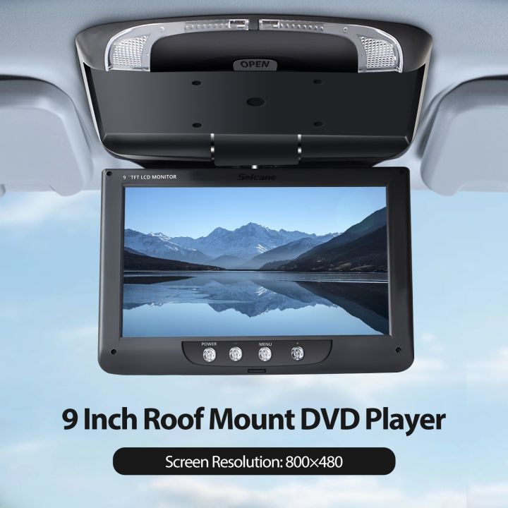 Seicane 9 inch Car Monitor Roof Mount DVD Player with FM USB SD Games ...