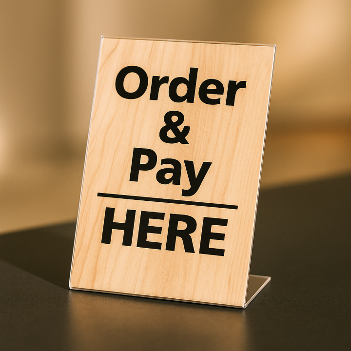 LE Acrylic Sign Order & Pay Here A6 Standee 6 x 4.3 in Self Standing ...