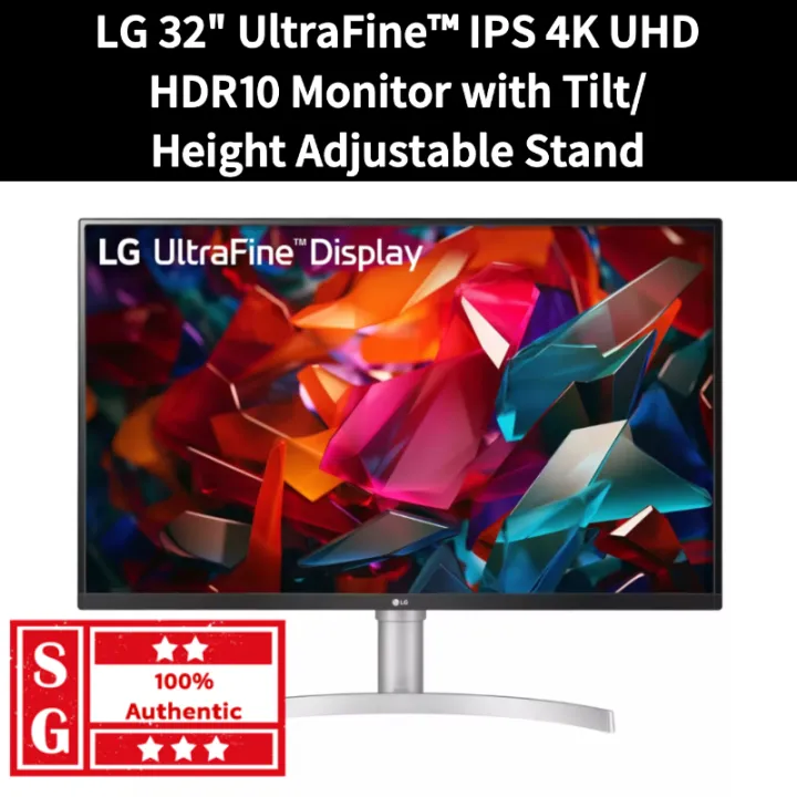 LG 32" UltraFine™ IPS 4K UHD HDR10 Monitor with Tilt/Height Adjustable ...