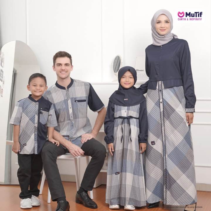 MUTIF | SARIMBIT MUTIF | Sarimbit Daisy Plaid Grey - Navy Blazer ...