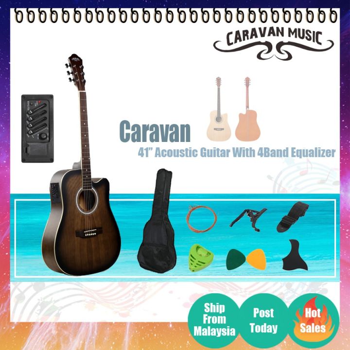 Caravan 41 inch Acoustic Guitar comes with EQ/ Preamp | Lazada