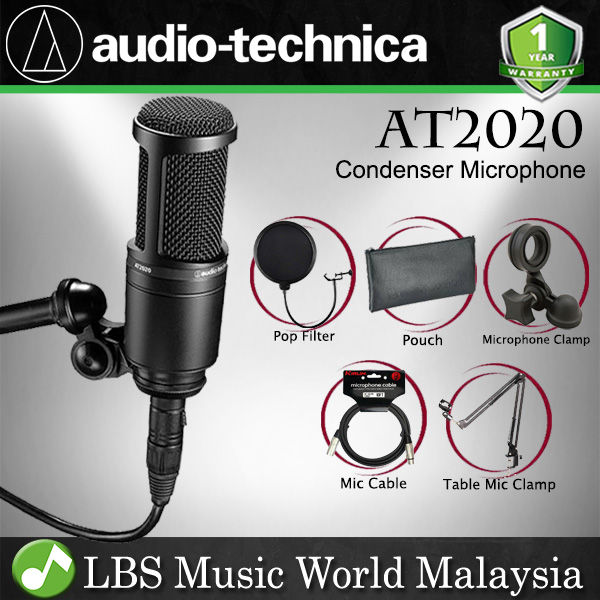 Audio Technica AT2020 Cardioid Medium Diaphragm Condenser Mic ...