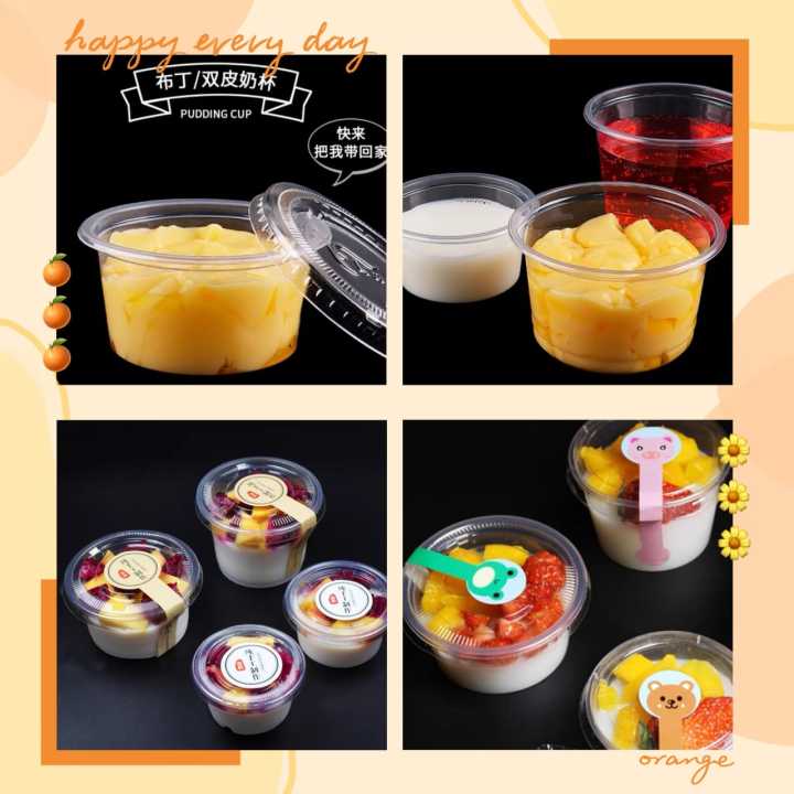 50PCS Pudding Jelly Cups Disposable Plastic Cup Dessert Container with ...