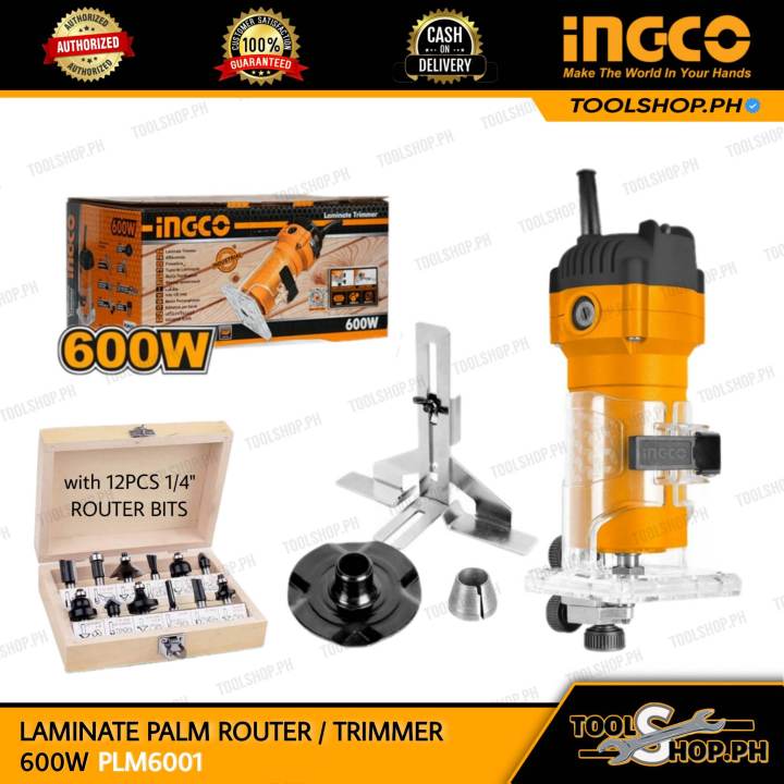 INGCO Laminate Router Trimmer 500W PLM5002 WITH Router Bit SET 1/4 ...